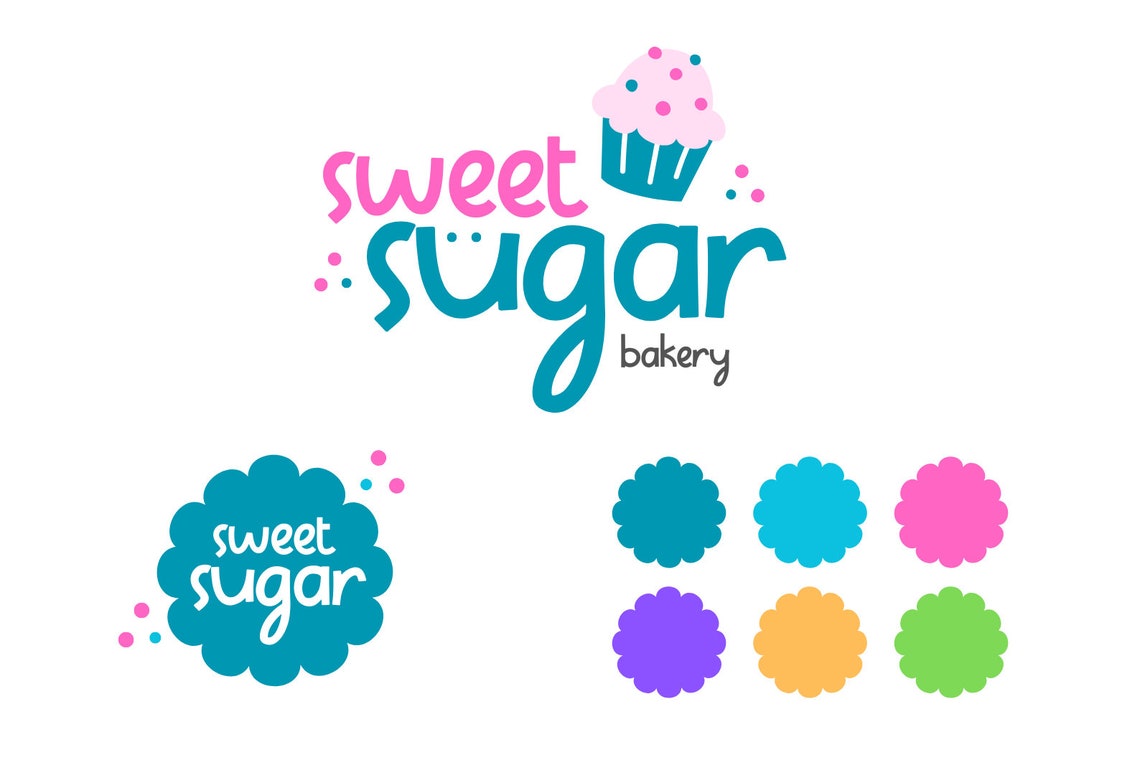 Editable Colorful Bakery Logo Canva Template DIY Cupcake Logo Design ...
