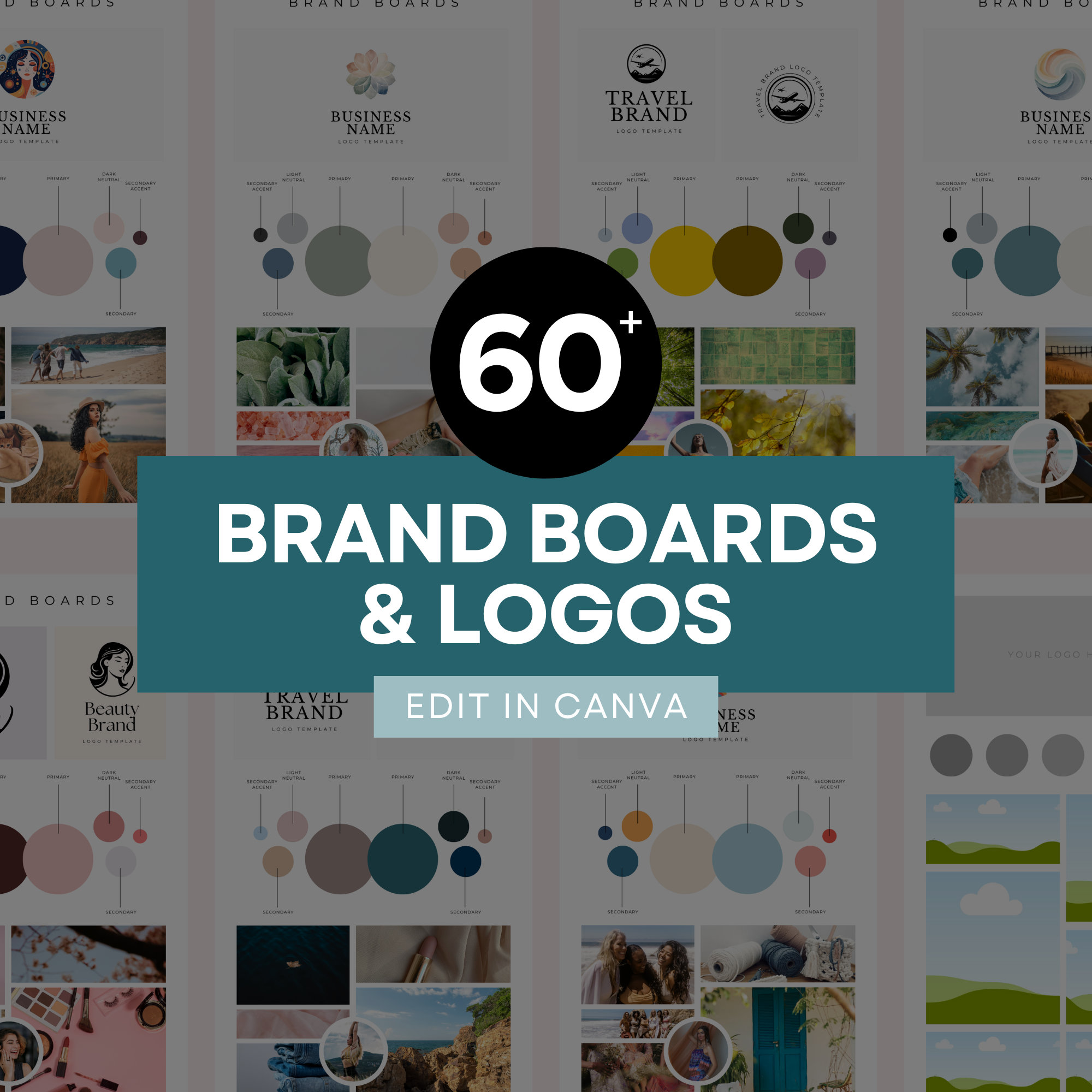 Logo and Brand Board Template, Canva Logo Template, DIY Branding Pack ...