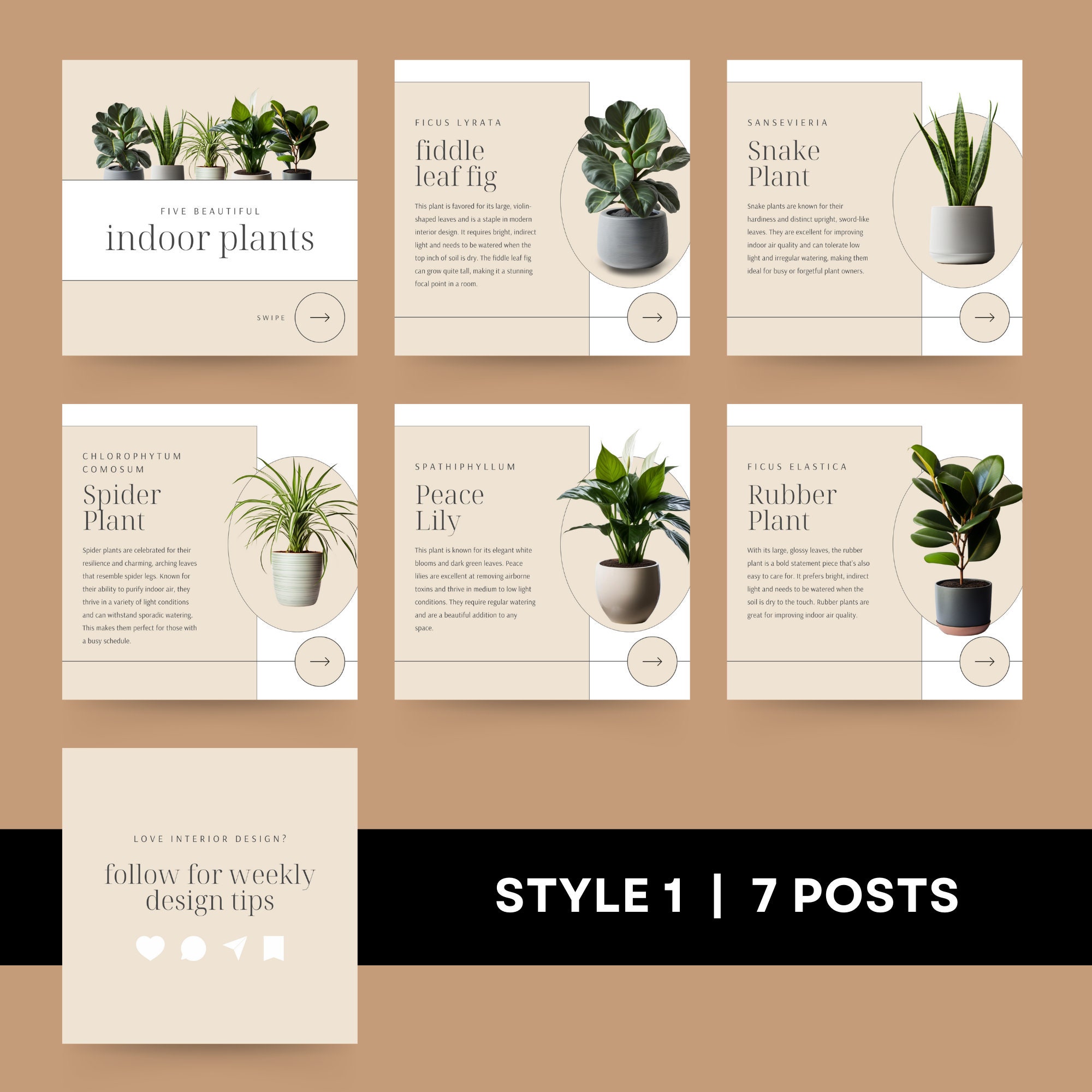 Interior Design Carousel Social Media Posts | 28 Editable Instagram ...