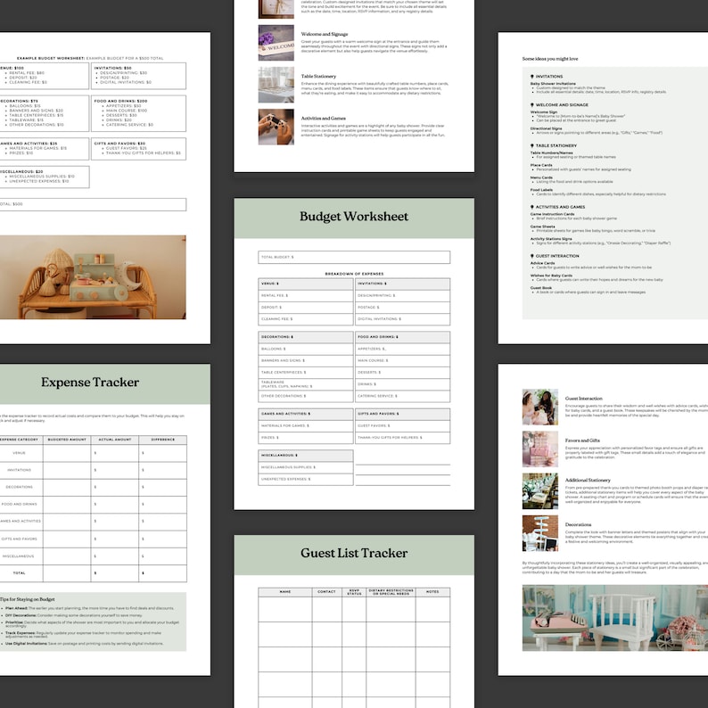 Editable Baby Shower Planning Guide, Checklist & Games (printable PDF ...