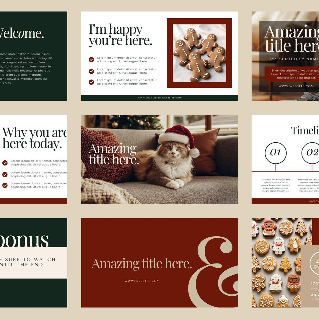 Christmas Canva Presentation Template | 70 Holiday Slides (editable) - Etsy