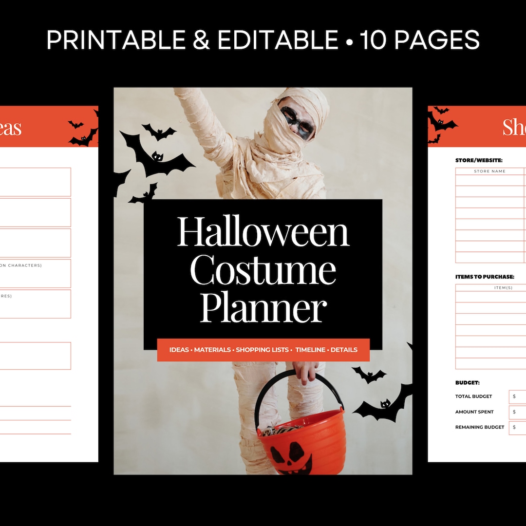 Halloween Costume Planner, How to Plan Your Halloween Costume, Editable ...