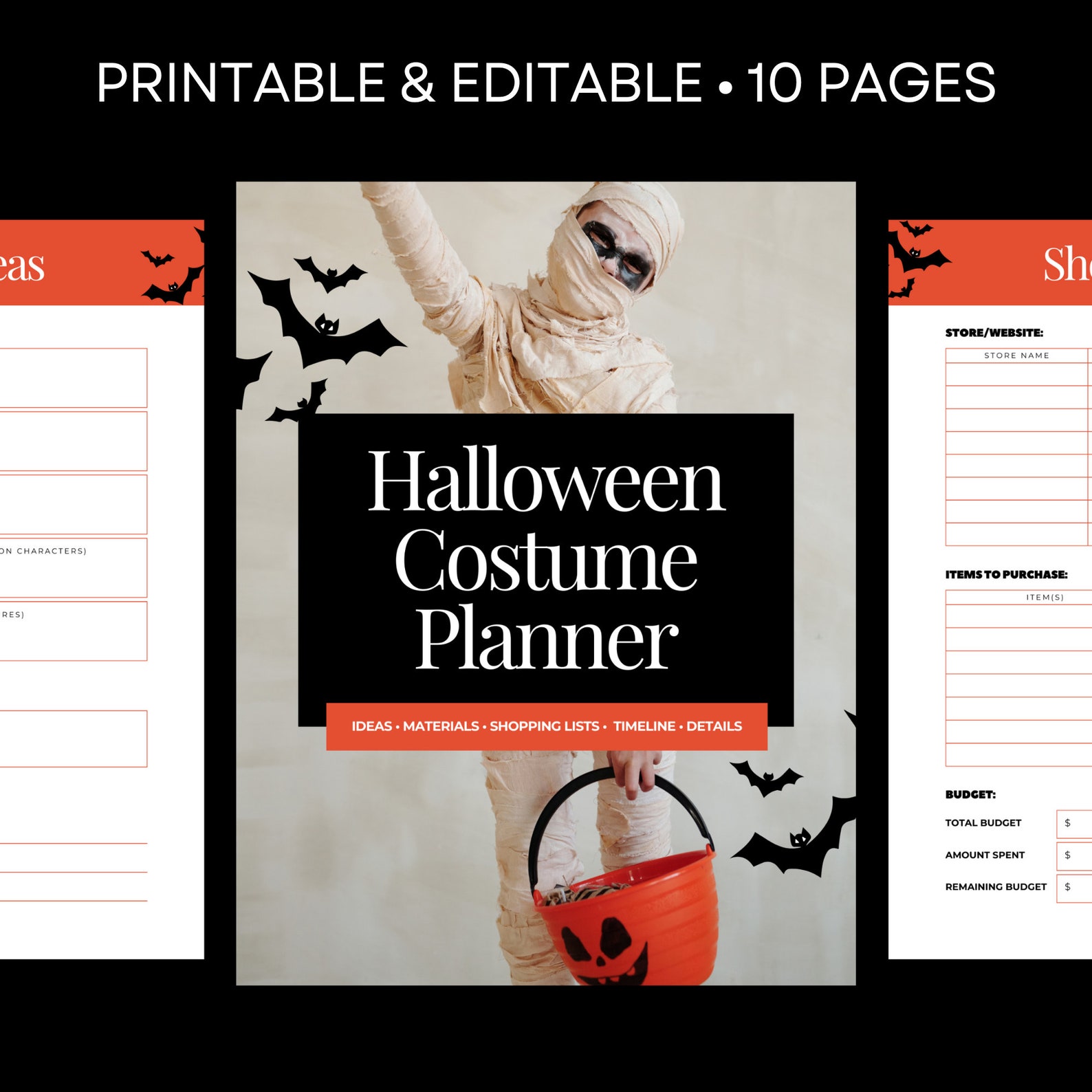 Halloween Costume Planner, How to Plan Your Halloween Costume, Editable ...