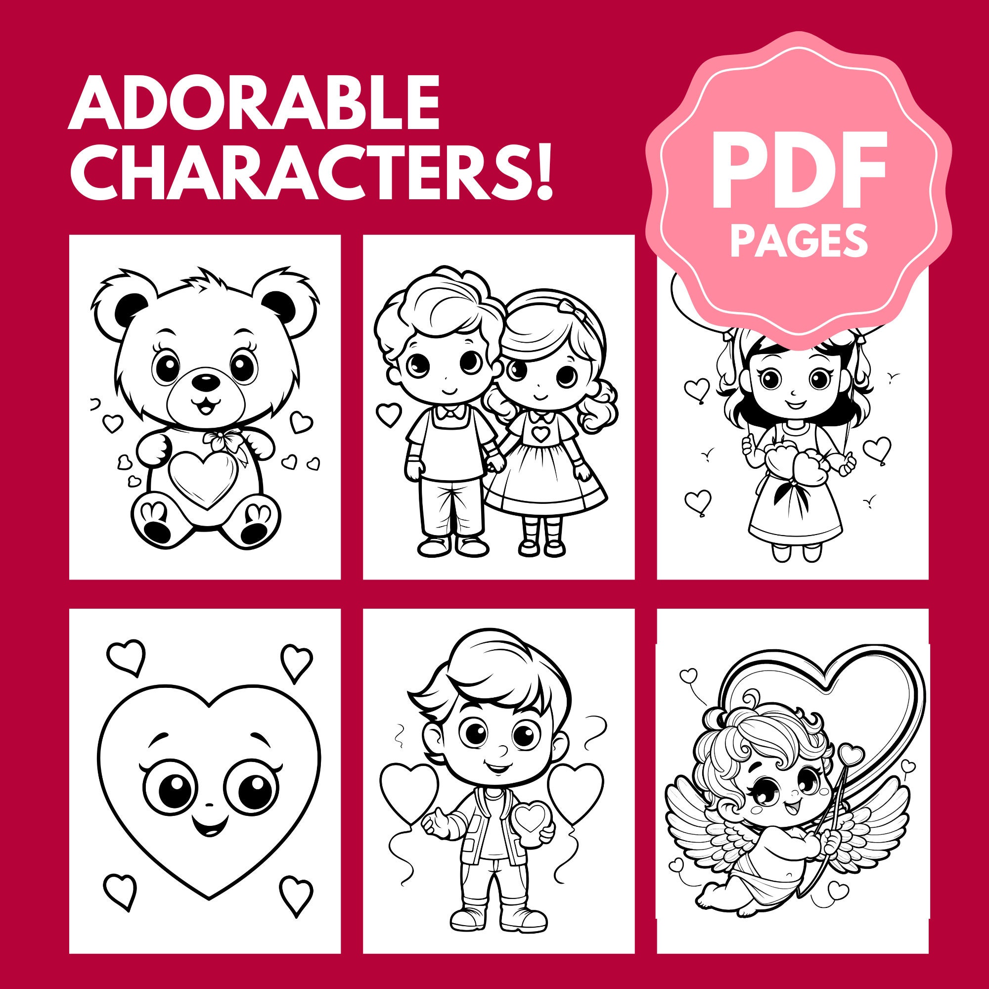 Valentines Day Coloring Book, Coloring Book for Kids, Valentines ...