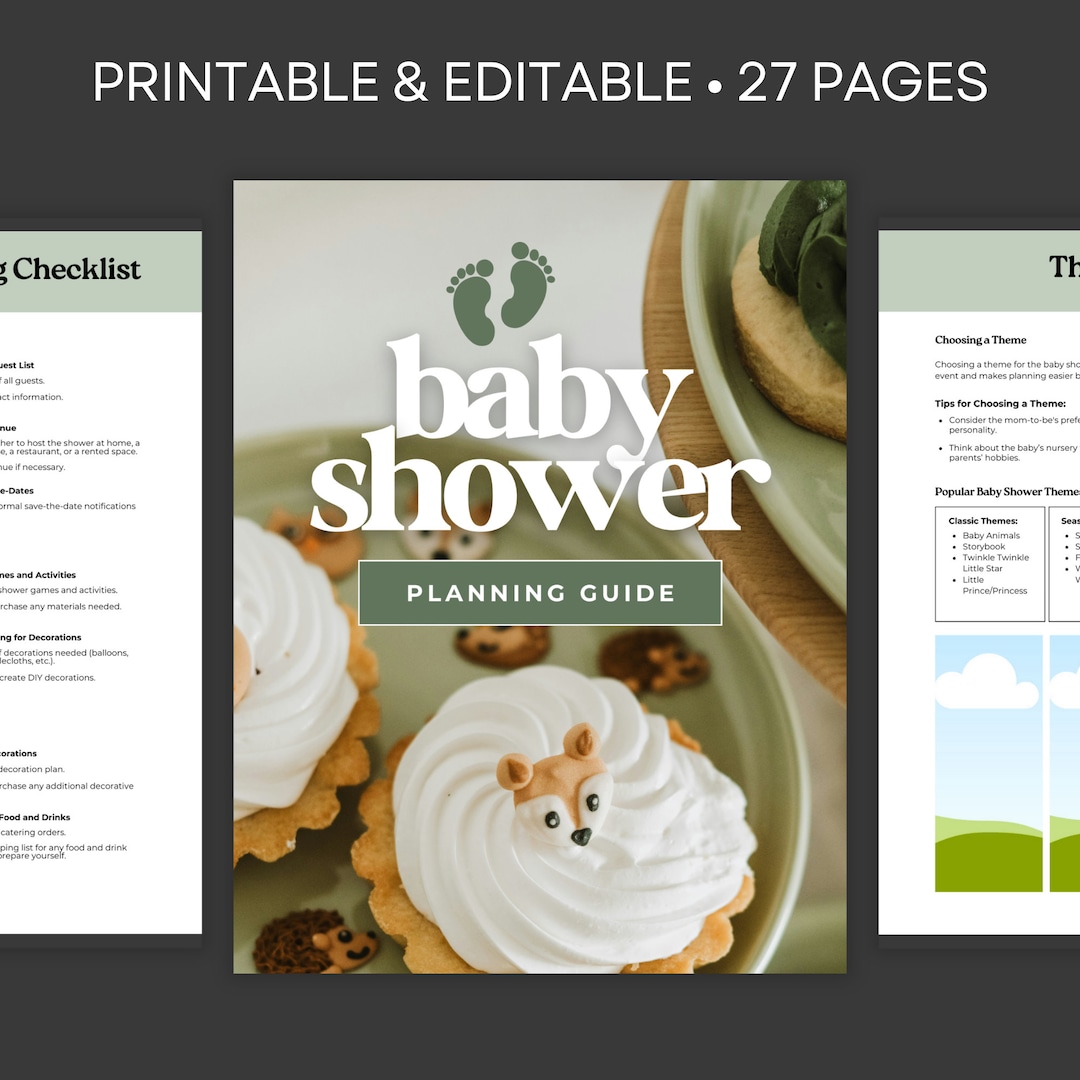 Editable Baby Shower Planning Guide, Checklist & Games (printable PDF ...