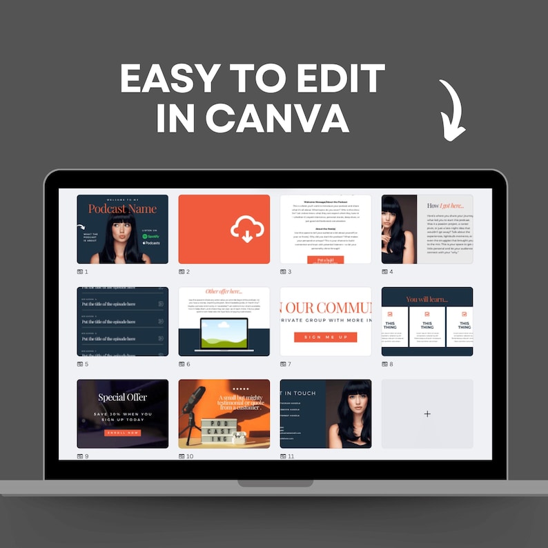 Canva Podcast Website Template: Customizable Layouts for Bloggers - Etsy