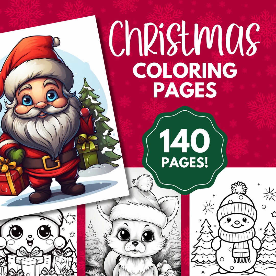 Christmas Coloring Pages for Kids or Adults, 140 Coloring Pages, Santa ...