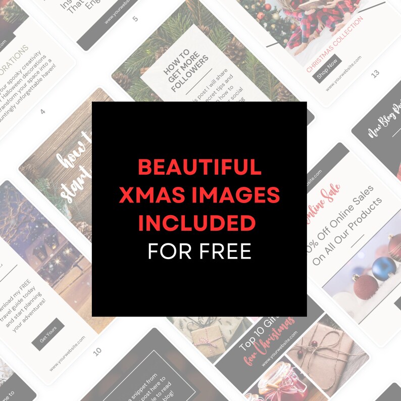 Christmas Pinterest Pin Templates | 40 Canva Designs (digital Download ...