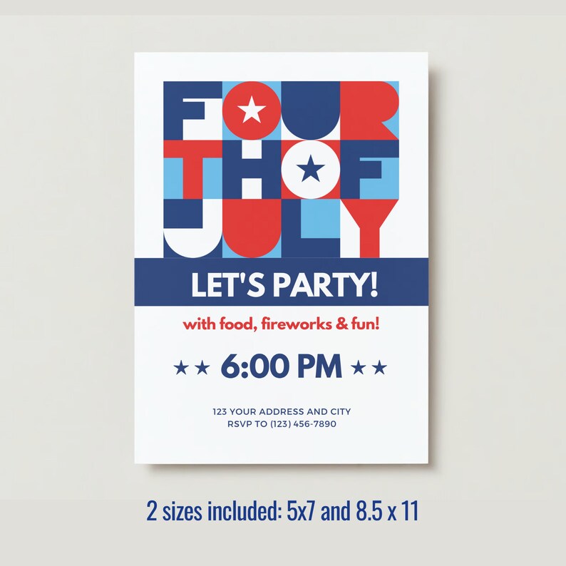 EDITABLE 4th of July Invitation - 4th of July Party Invitation ...