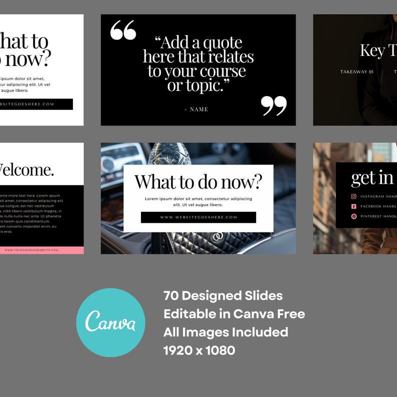 70-slide Canva Presentation Template | Webinar & Course Deck - Etsy