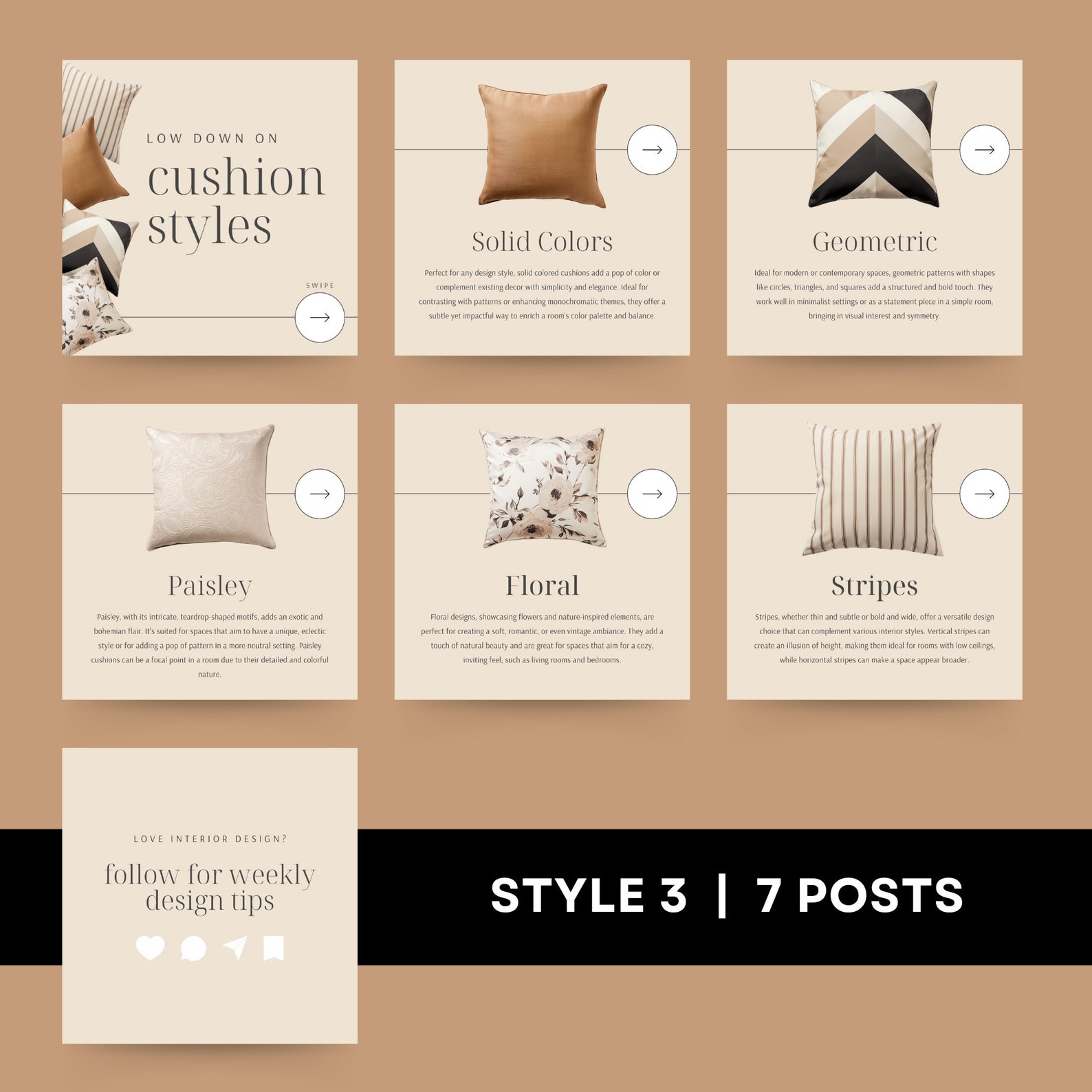 Interior Design Instagram Carousel Posts | Editable Canva Templates ...