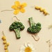 Hand Embroidered Broccoli Vegetable Earrings With Beads, Veggie Jewelry ...