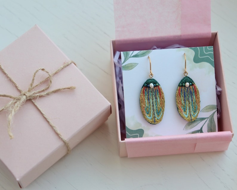 Beaded Embroidery Beetle Bug Earrings, Gold and Dangle Insect Earrings as Nature Lover Gift - Etsy