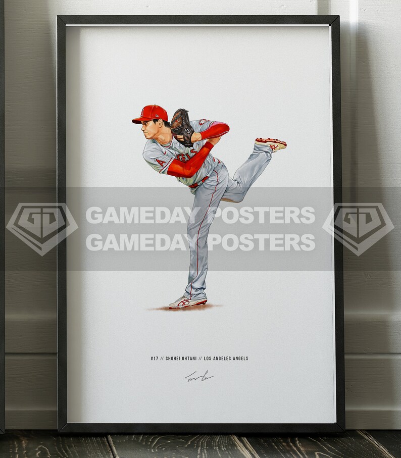 Shohei Ohtani Pitching Poster Los Angeles Angels MLB Baseball - Etsy