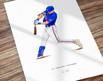 Evan Carter Poster Texas Rangers Baseball Illustrated Art Print - Etsy