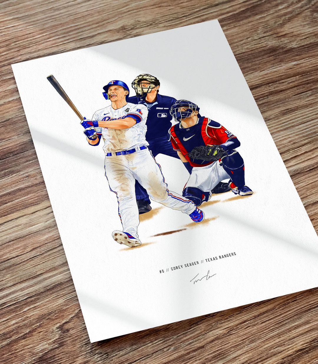 Corey Seager World Series Home Run V2 Poster Texas Rangers Baseball Art ...