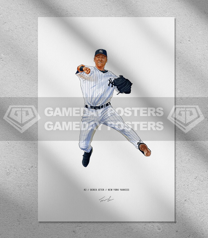 Derek Jeter V2 Poster New York Yankees MLB Baseball Wall Art - Etsy