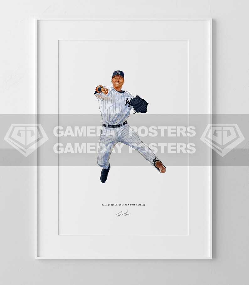 Derek Jeter V2 Poster New York Yankees MLB Baseball Wall Art - Etsy