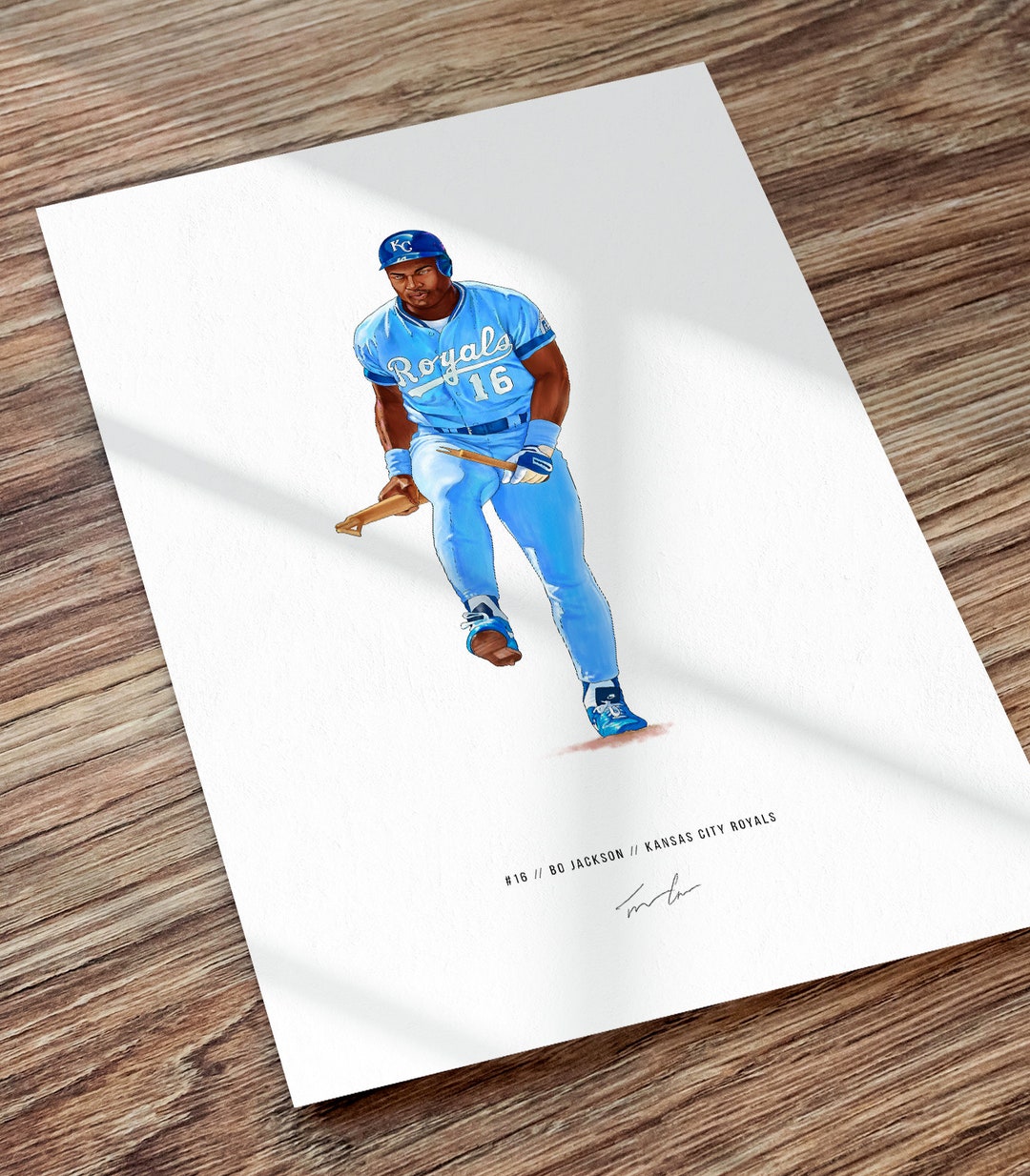 Bo Jackson V2 Breaks Bat Poster Kansas City Royals MLB Baseball Art ...