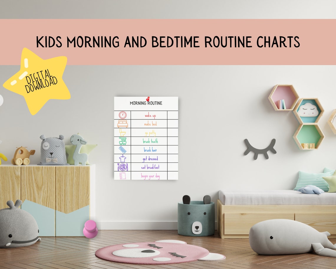 Kids Checklist Printable, Editable Daily Routine, To-do-chart, Toddler ...