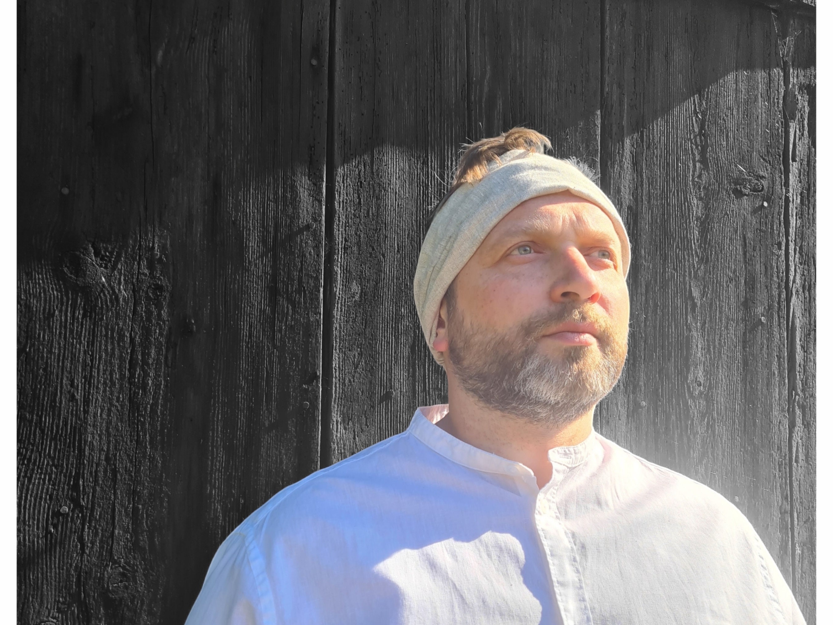 Linen Men Head Scarf With Elastic, Natural Linen Wide Men Head Scarves ...