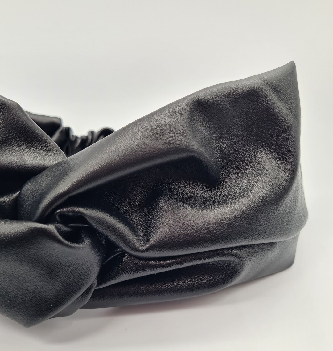 Black Faux Leather Headband Black Eco Leather Headband With - Etsy