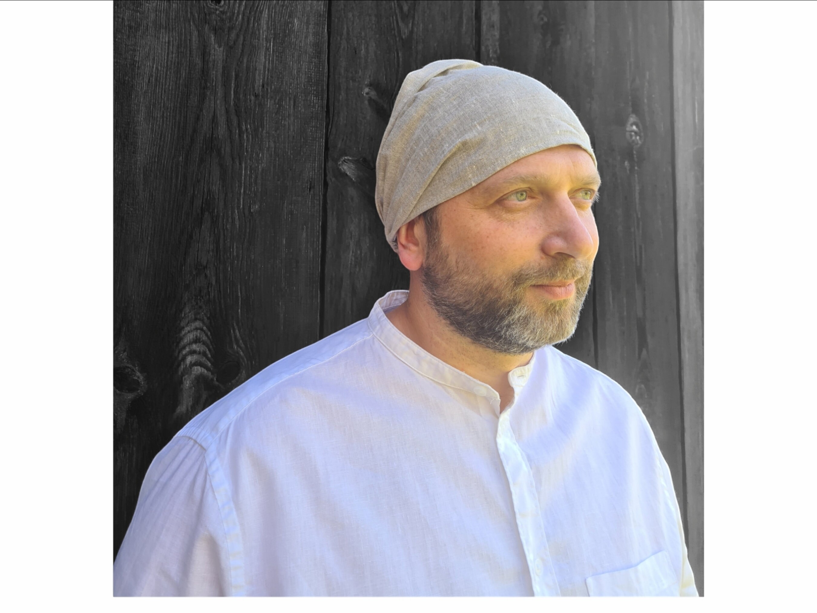 Linen Men Head Scarf With Elastic, Natural Linen Wide Men Head Scarves ...