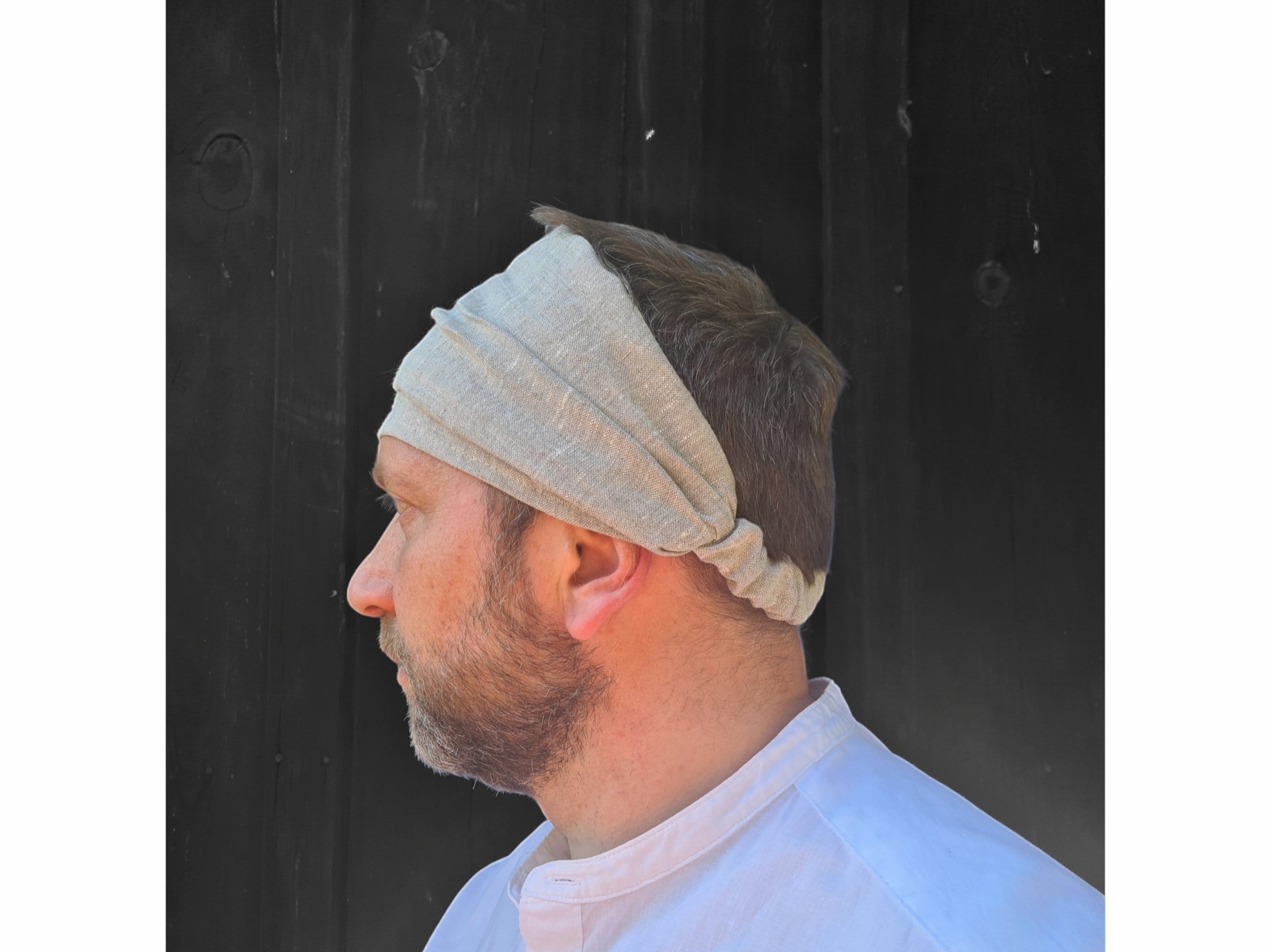 Linen Men Head Scarf With Elastic, Natural Linen Wide Men Head Scarves ...