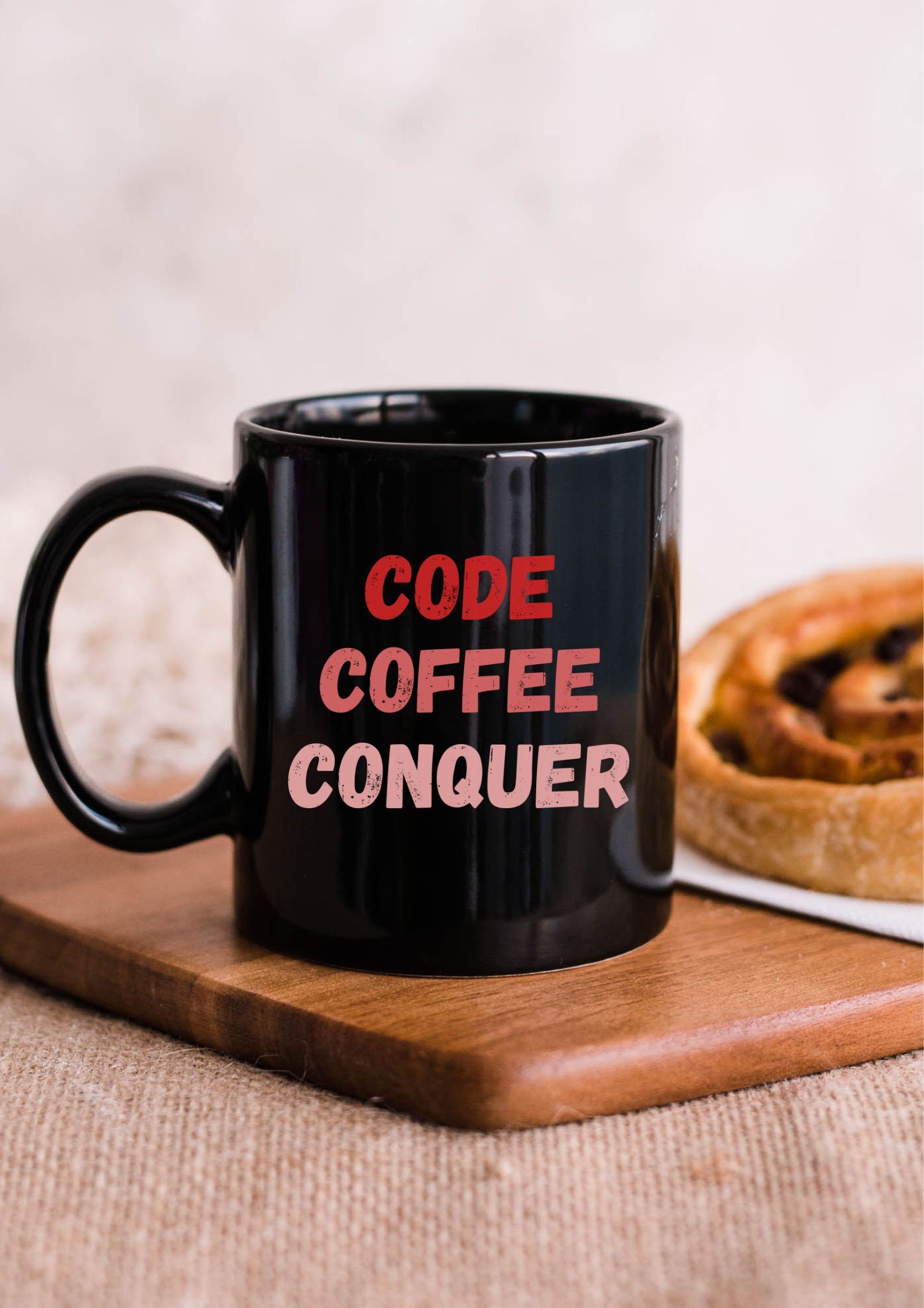 Code Coffee Conquer Black Coffee Mug for Women in Tech,women in Tech ...