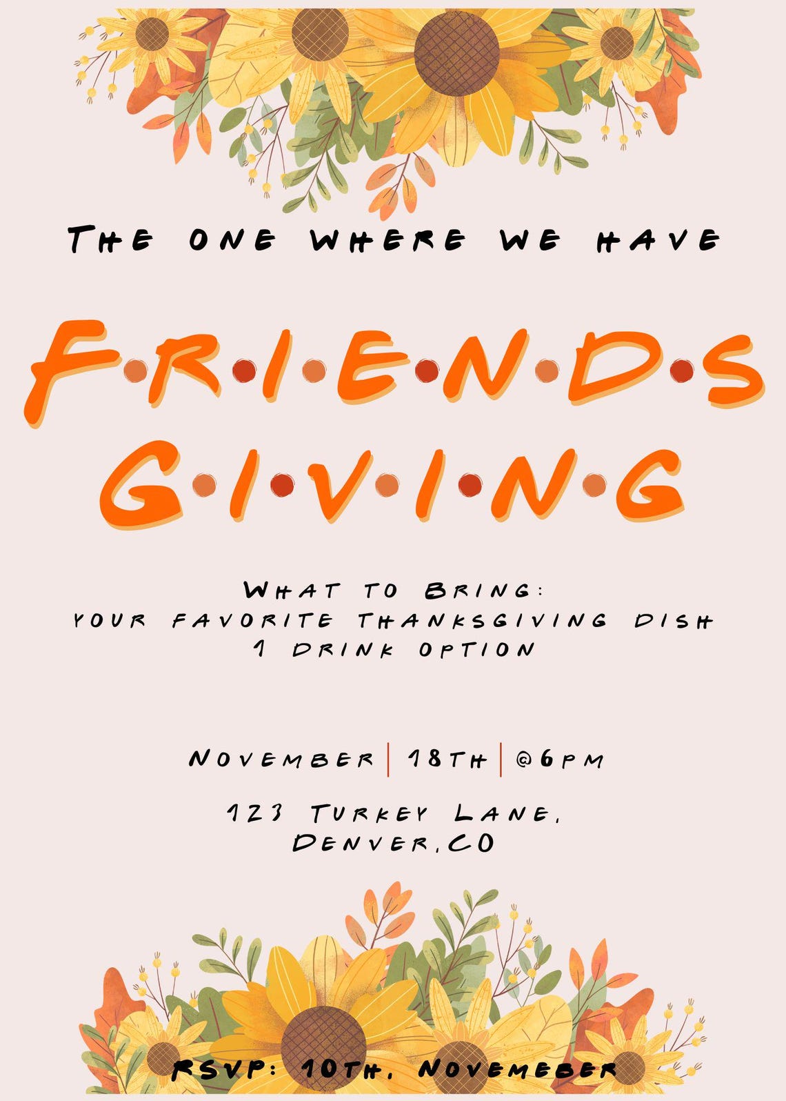 Editable Friendsgiving Card Invite Custom Canva Template for Dinner ...