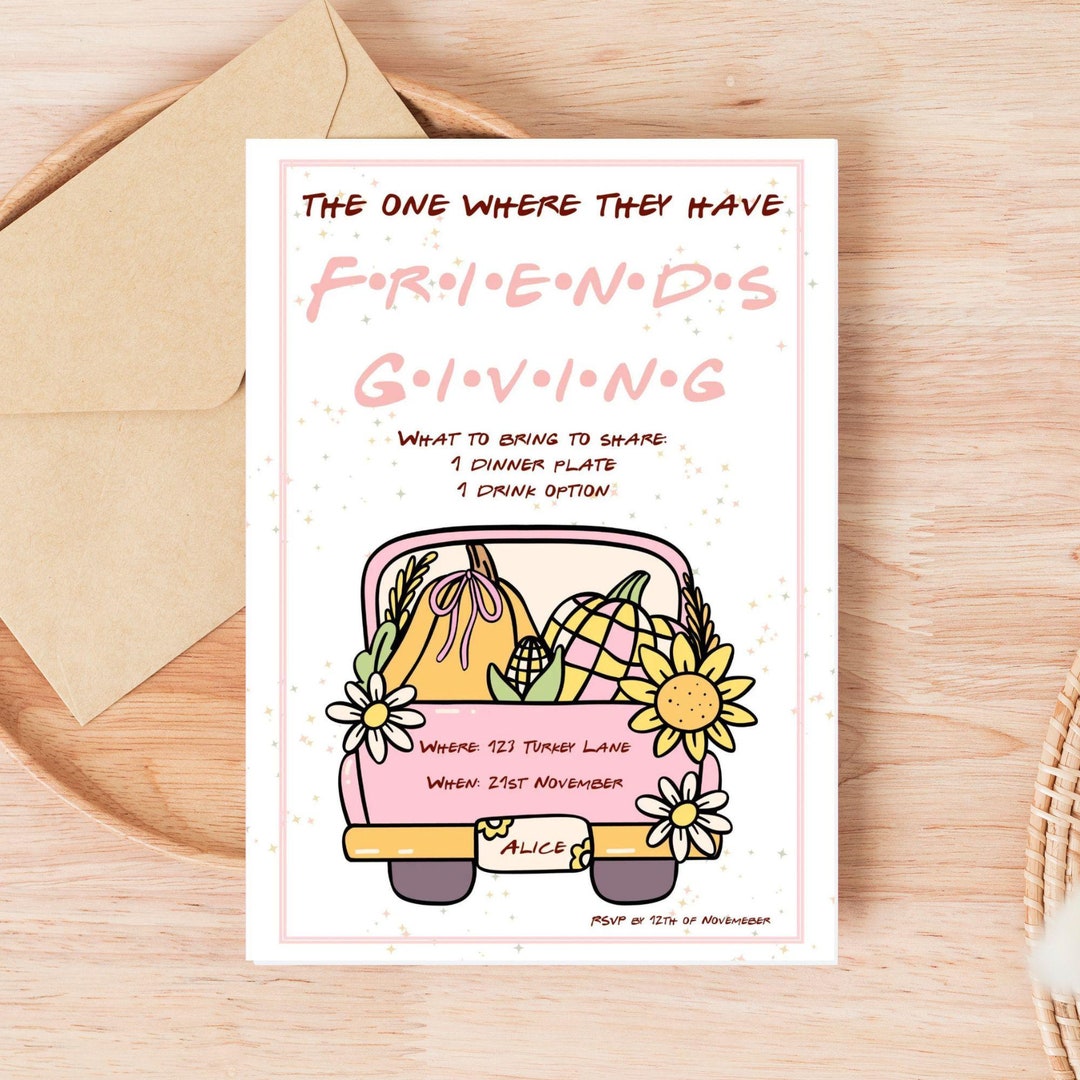 Thanksgiving Dinner Party Card Invitation Custom Friendsgiving Digital ...