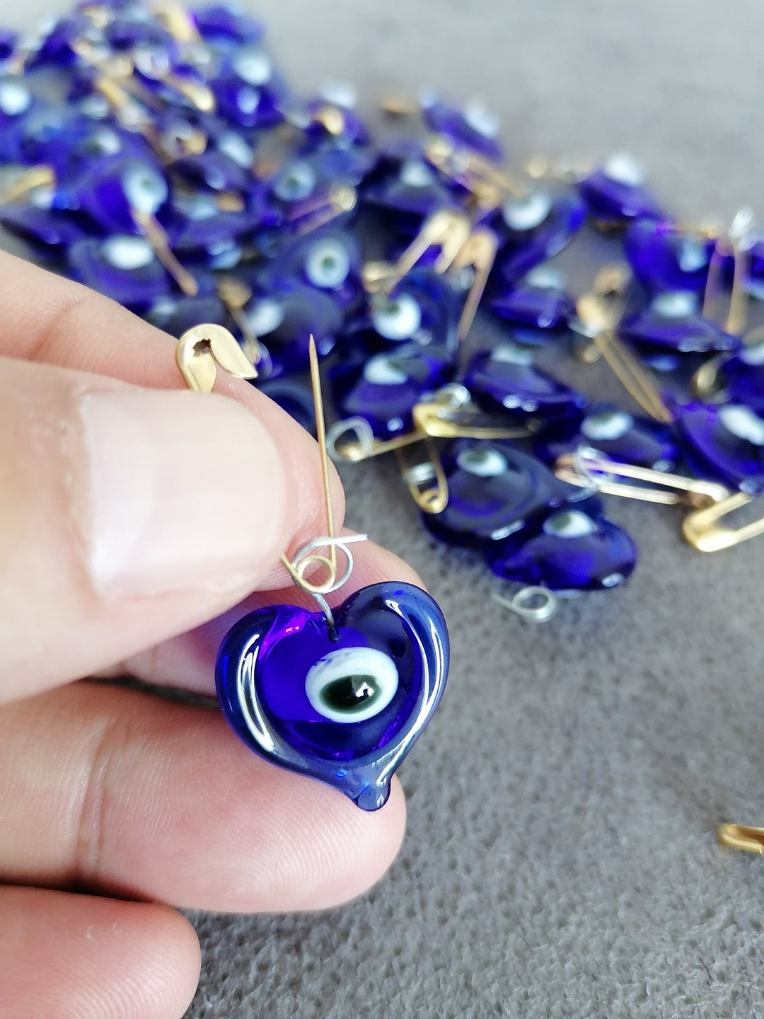 50 Pcs Evil Eye Safety Pin Baby Glass Evil Eye Bead Blue - Etsy