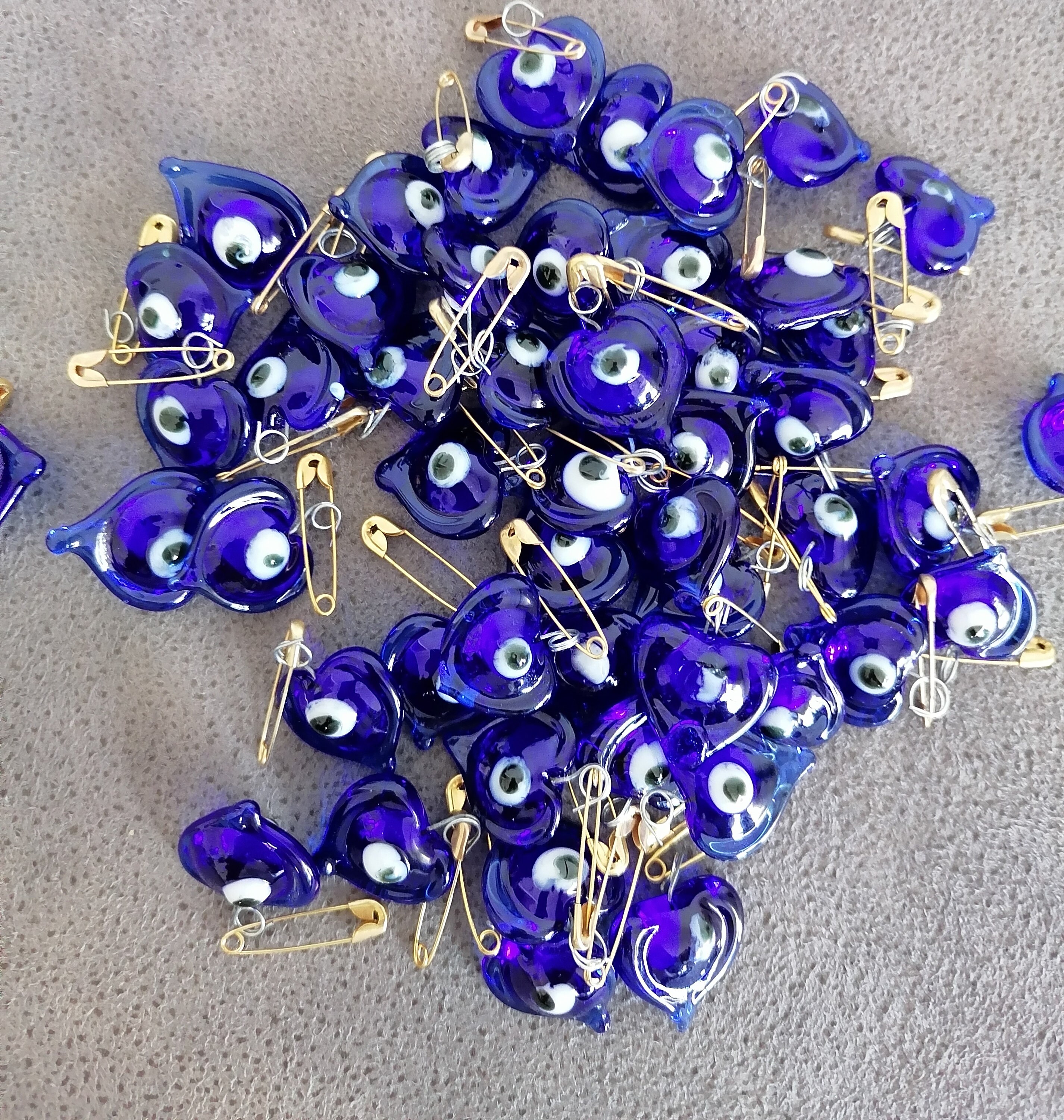 50 Pcs Evil Eye Safety Pin Baby Glass Evil Eye Bead Blue - Etsy