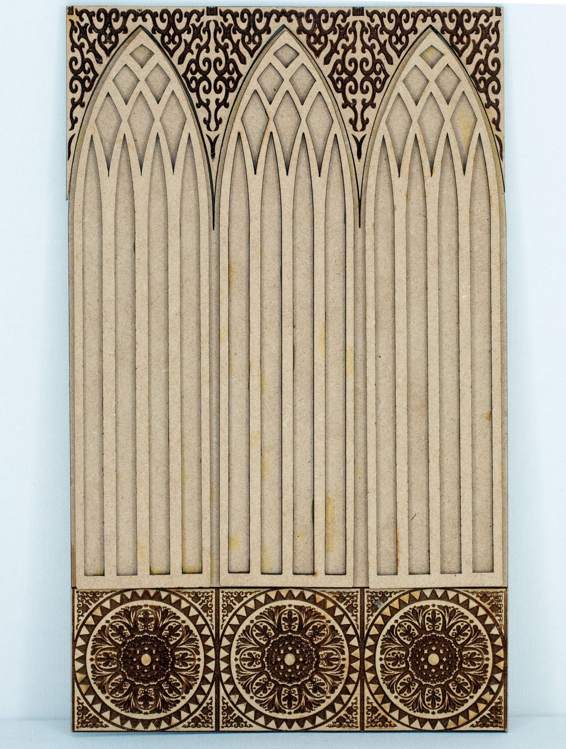 Elaborate Gothic Style Tall Engraved Wall Panel - 1:12 Scale ...
