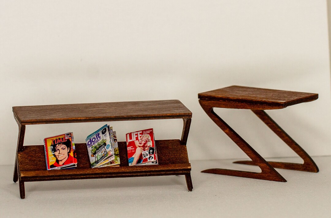 Mid Century Modern 'Z' Coffee Table and End Table Set - 1:12 Scale Kit ...