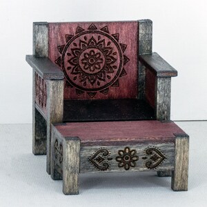 Miniature Cotemporary Chair With Ottoman - East Indies Engravings ...