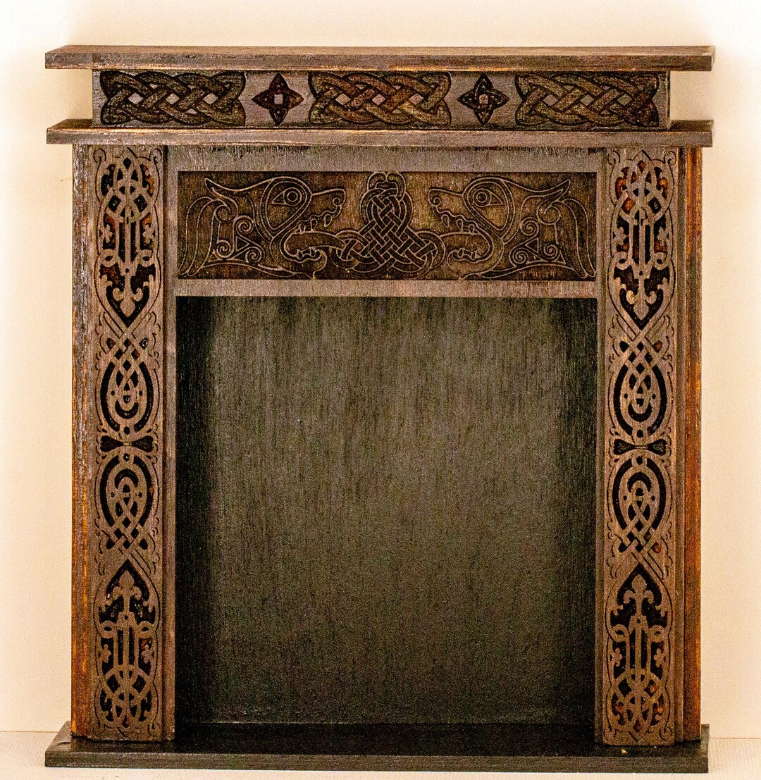 Miniature Gothic Celtic Style Large Fireplace - 1 12 or 1 24 Scale Kit ...