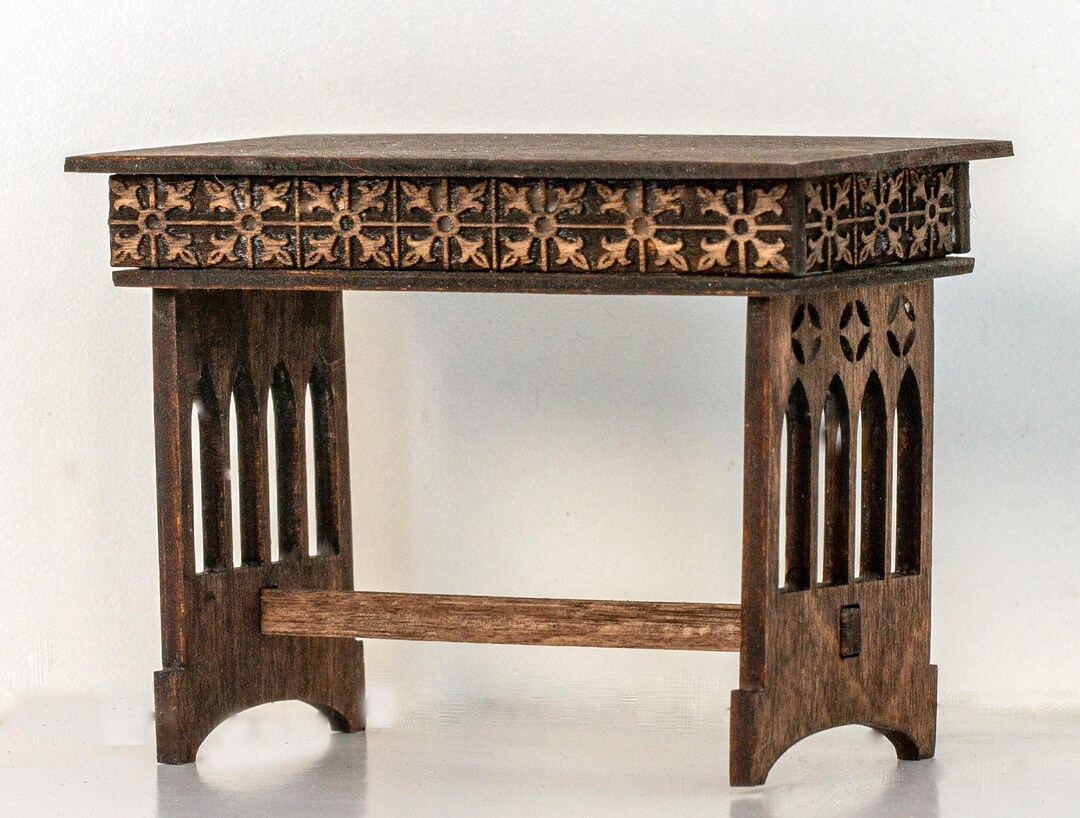 Miniature Medieval Gothic Style Writing Desk - 1 12 or 1 24 Scale Kit ...