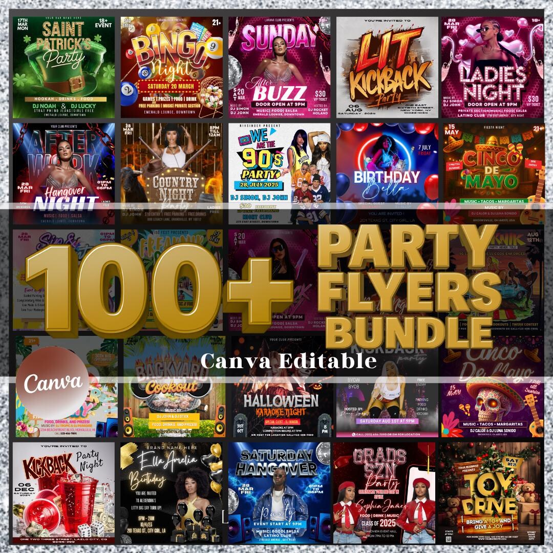 Party Flyers Bundle, Club Party Flyers, Night Club Flyers, Freaknik ...