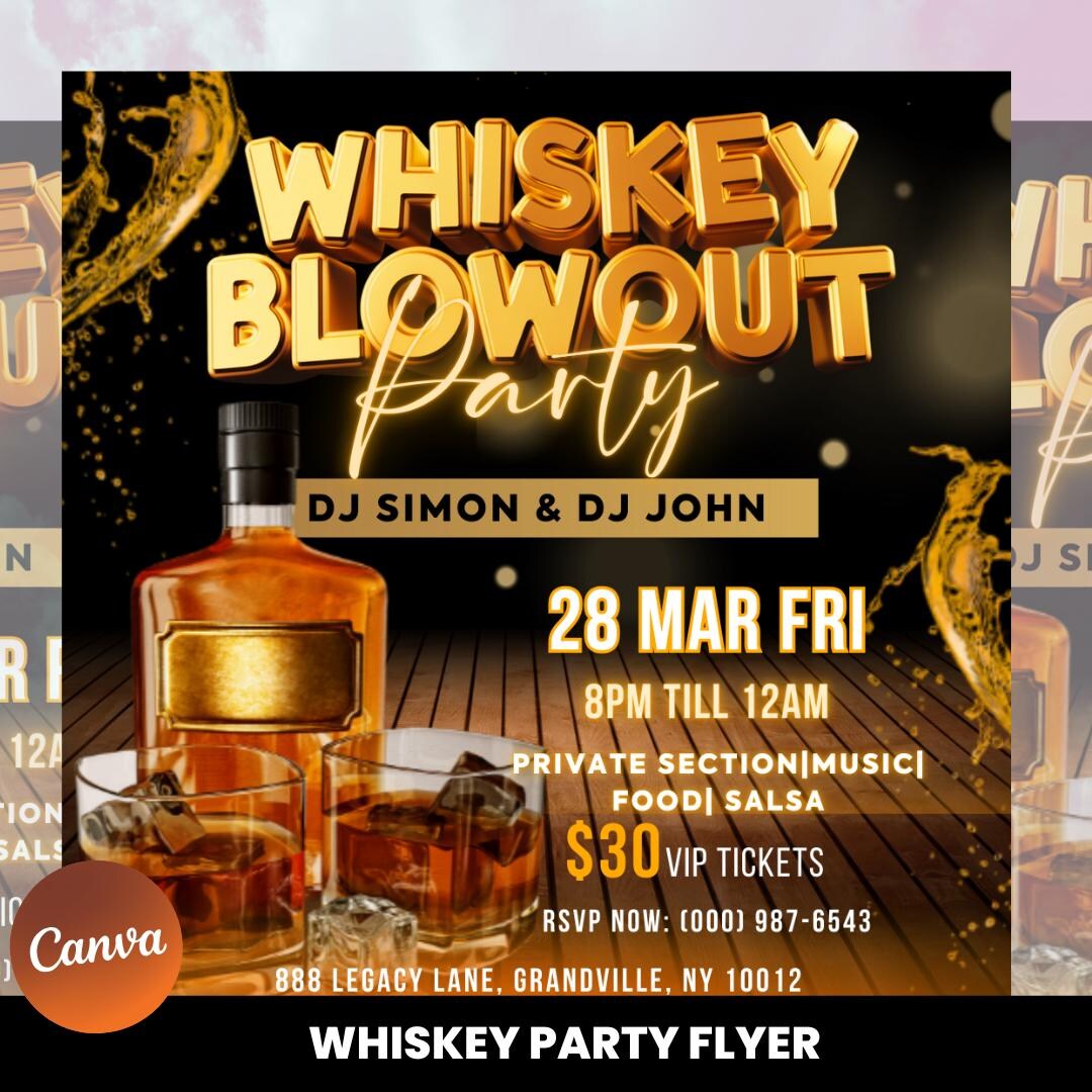 Whiskey Party Flyer, Night Club Flyer, DJ Party Invitation, Drink Party ...