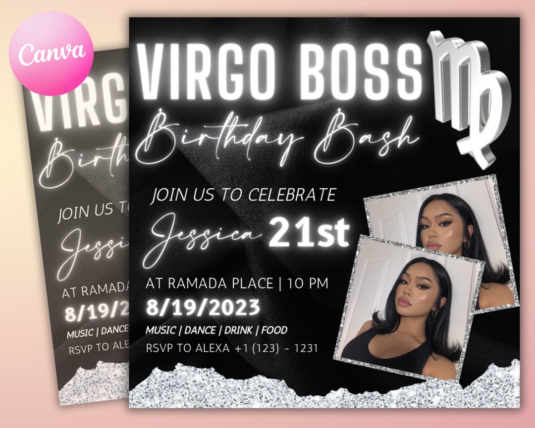 Virgo Birthday Flyer, Black Birthday Flyer, Birthday Template, Birthday ...