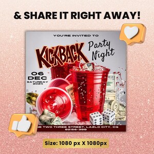 Kickback Party Flyer, Editable Kickback Club Flyer, Club DJ Party ...