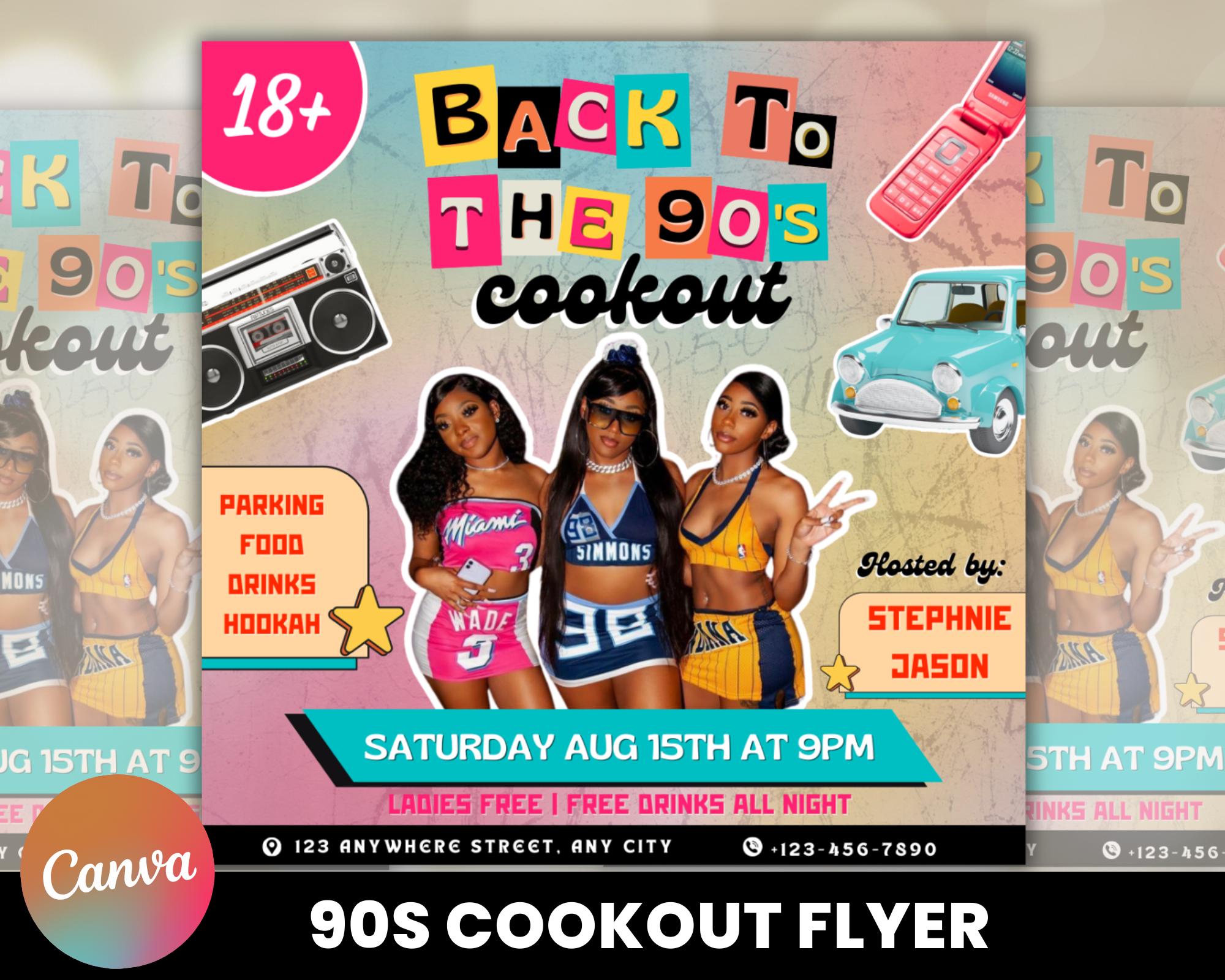 90's Cookout Flyer,freaknik Party Flyer, Nightclub Flyer, Pool Mansion ...