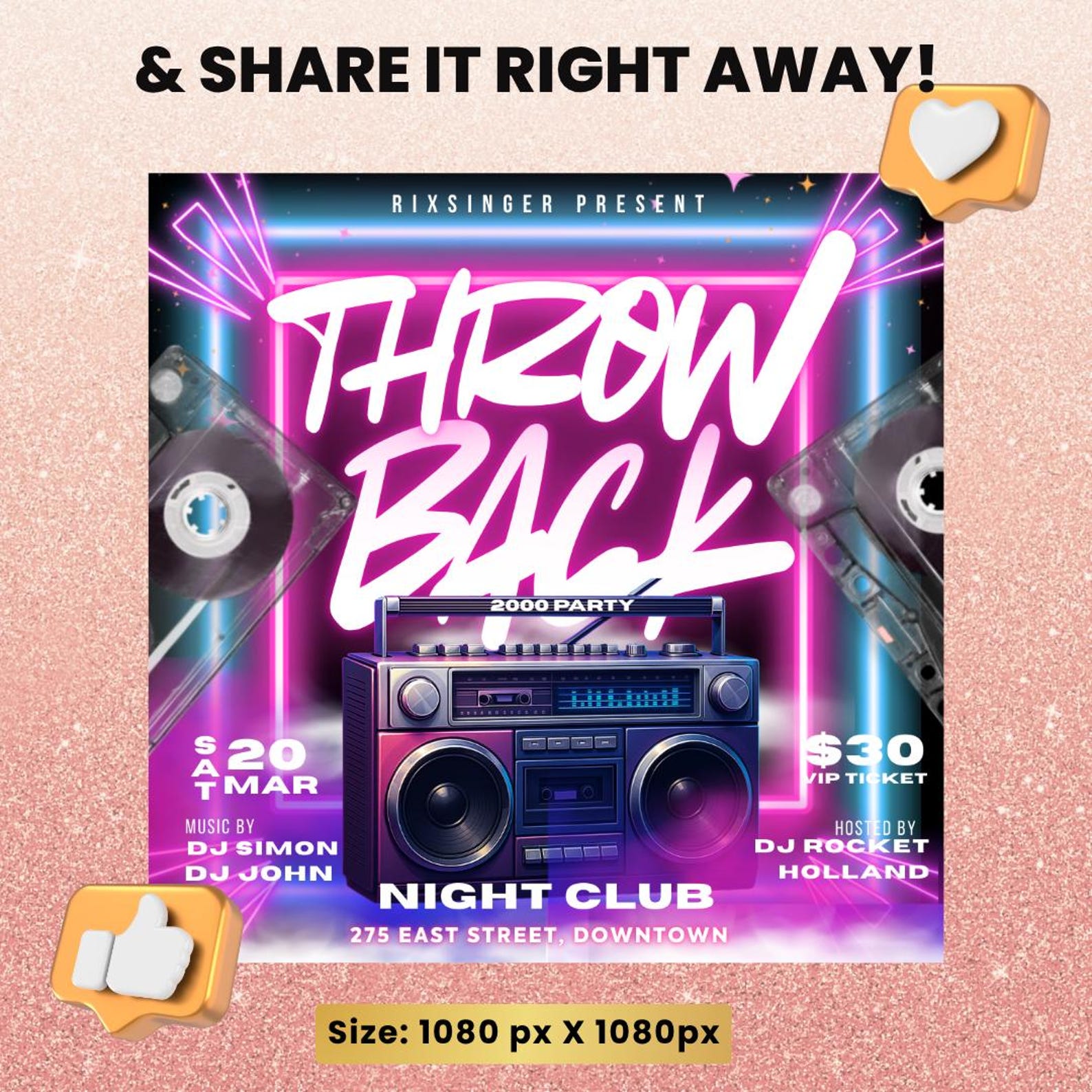 2000s Throwback Party Flyer | Old School Hip Hop Event | Club Lounge ...