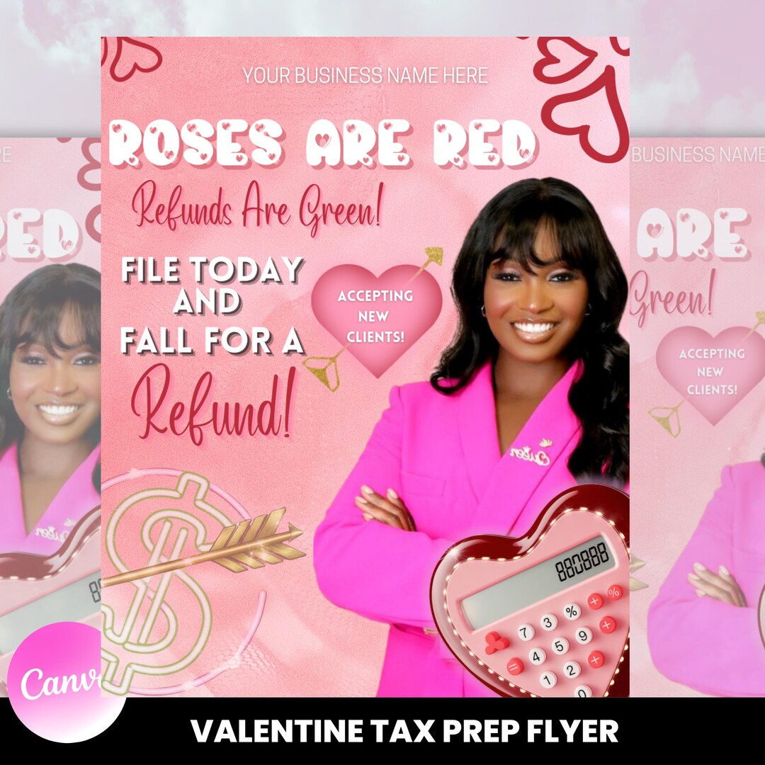 Tax Preparation Flyer, Valentine's Tax Flyer, Tax Season, Tax Prep ...