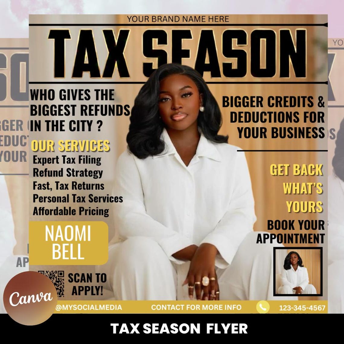 Tax Season Magazine Flyer, Tax Prep Instagram, Tax Season Flyer ...