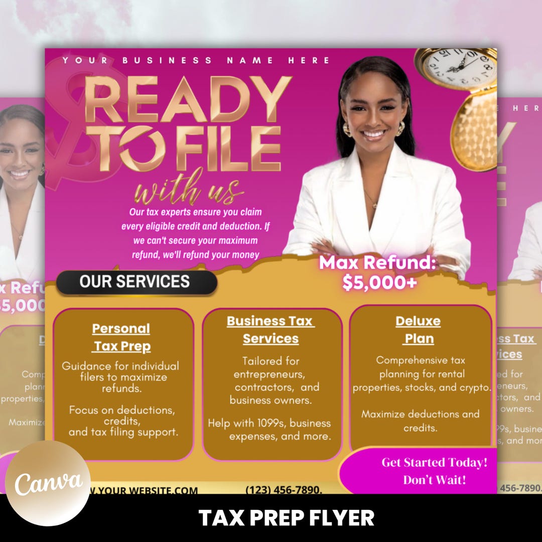 Tax Prep Flyer, Tax Prep Instagram,tax Season Flyer, Preparation Flyers ...