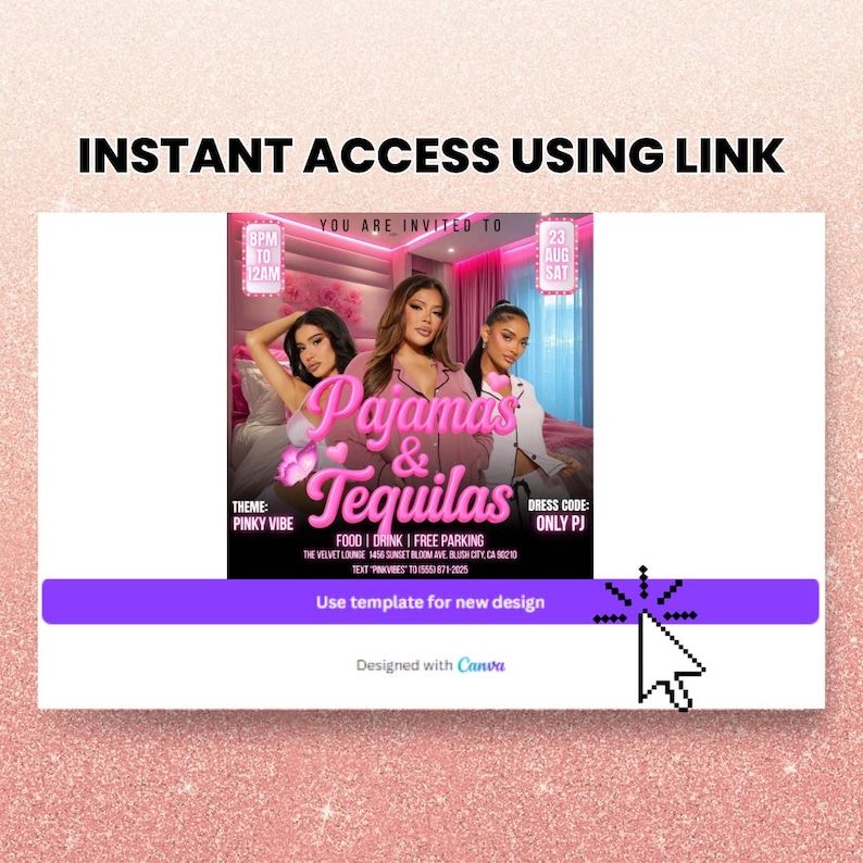 Pajama Party Flyer | Sleepover Event Invitation | Editable Canva ...