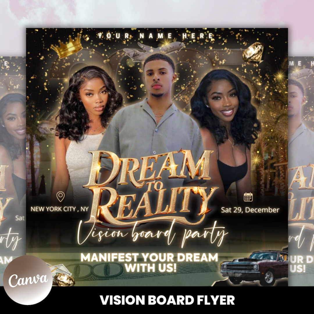 Vision Board Flyer, Vision Board Party Flyer, Manifesting Event Flyer ...
