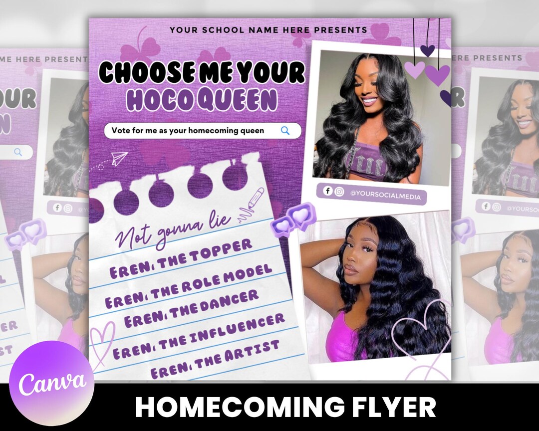 Vote Homecoming Queen Flyer, Homecoming Flyer, Campaign Flyer, Class ...